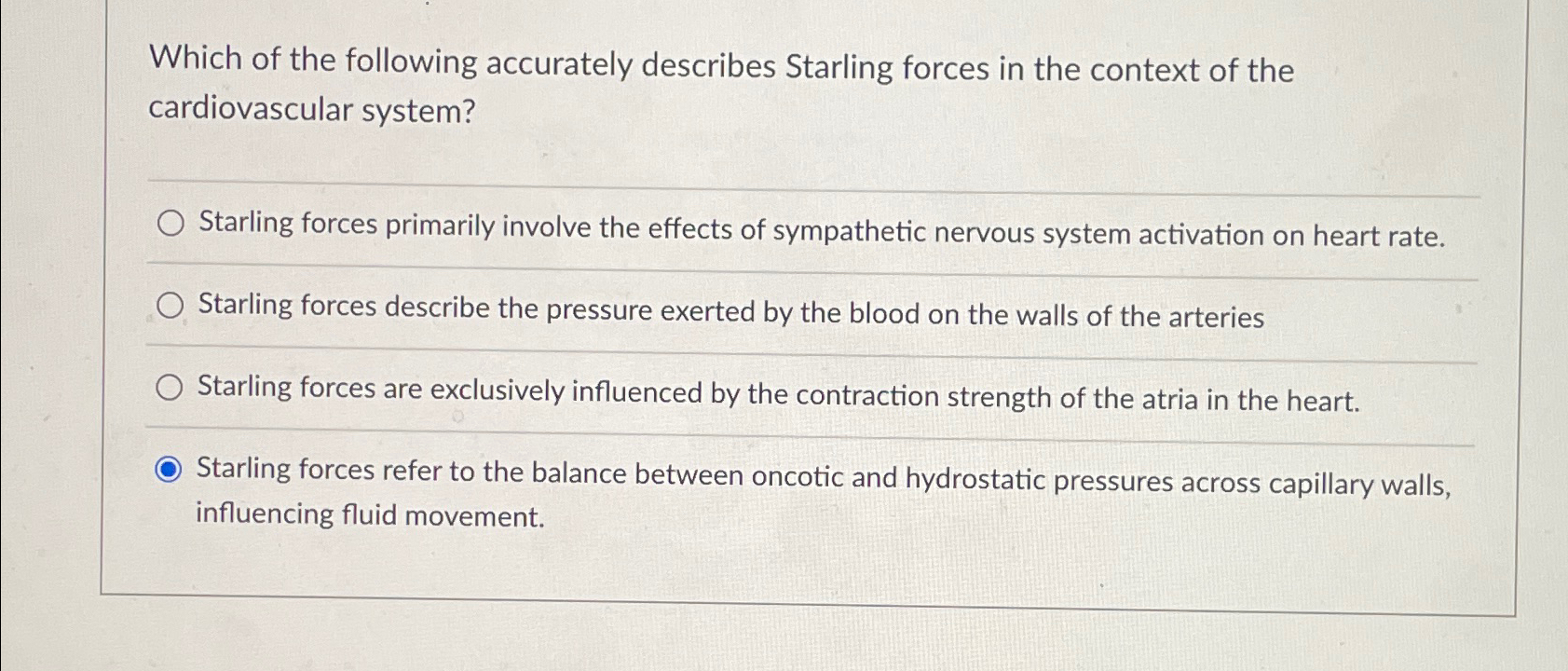 Solved Which of the following accurately describes Starling | Chegg.com