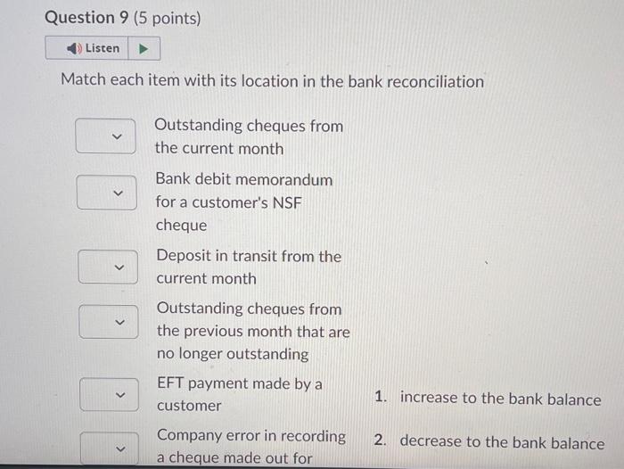 Solved Match each item with its location in the bank | Chegg.com