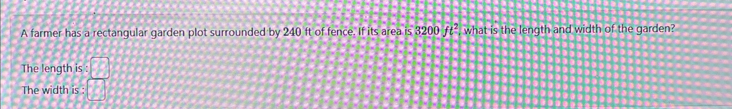 Solved A farmer has a rectangular garden plot surrounded by | Chegg.com