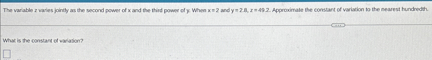 Solved The variable z ﻿varies jointly as the second power of | Chegg.com