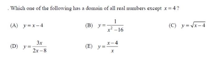 Solved Which one of the following has a domain of all real | Chegg.com