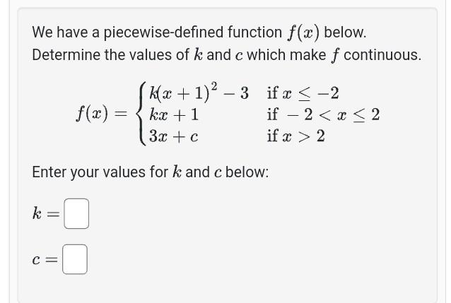 Solved We have a piecewise-defined function f(x) below. | Chegg.com