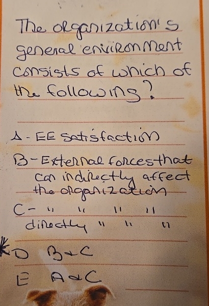 Solved The organization's general environment consists of | Chegg.com