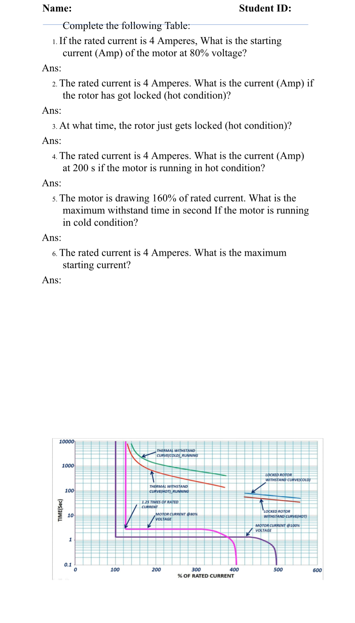 Solved Name:Student ID:Complete the following Table:If the | Chegg.com