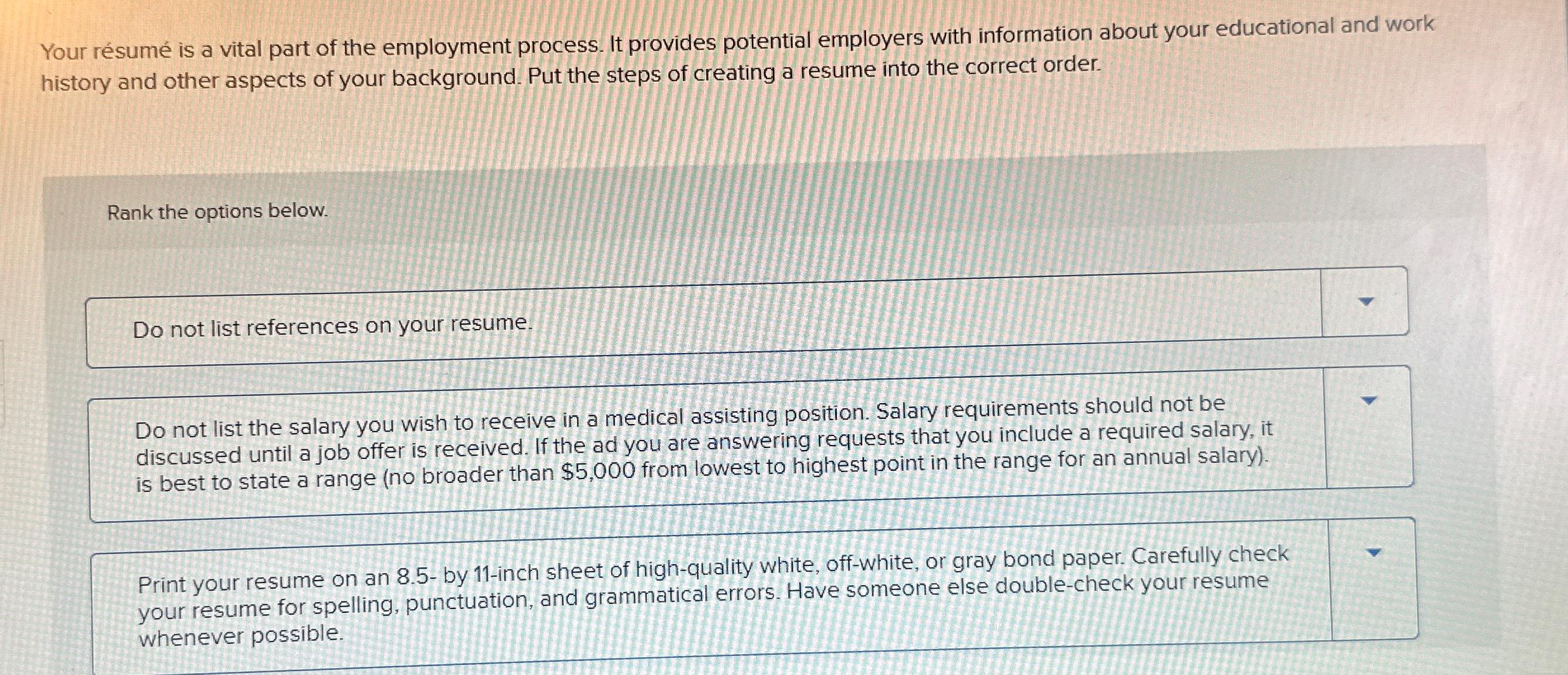 Solved Your résumé ﻿is a vital part of the employment | Chegg.com
