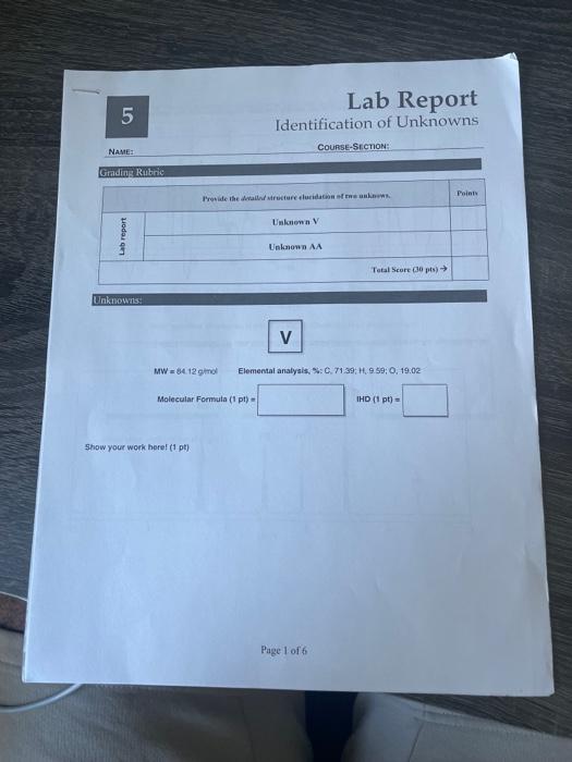 Solved Lab Report Identification of Unknowns NAMEI | Chegg.com