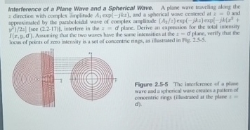 Solved Interference of a Plane Wave and a Spherical Wave. A | Chegg.com