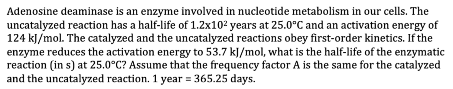 Solved Adenosine deaminase is an enzyme involved in | Chegg.com