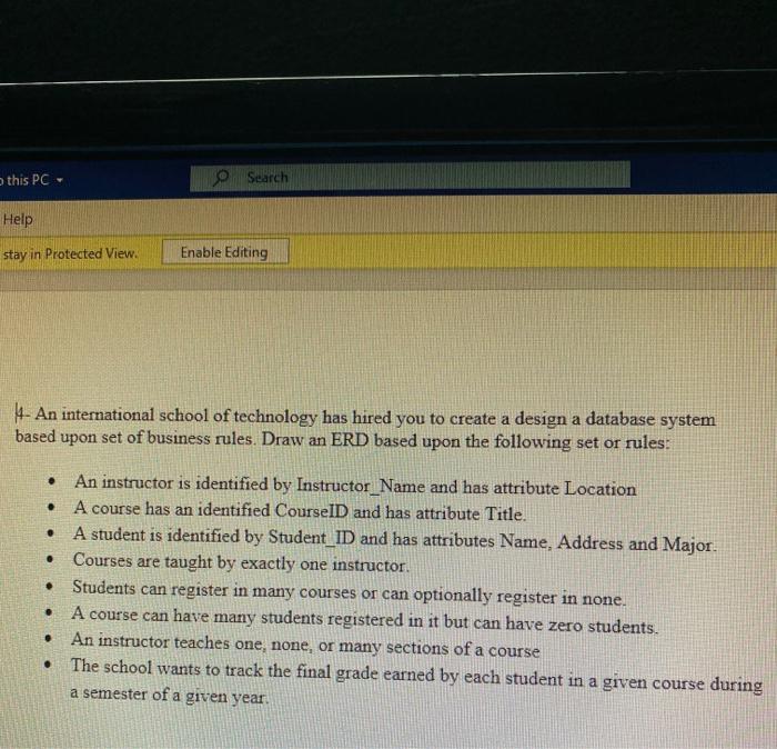Solved this PC, Search Help stay in Protected View. Enable | Chegg.com
