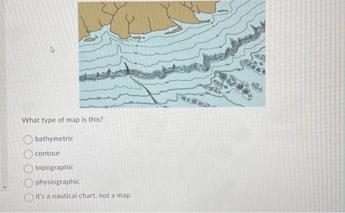 Solved What type of map is this? bathymetric contour | Chegg.com