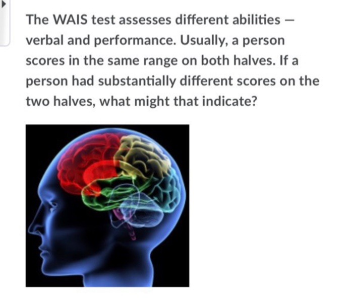 Solved The WAIS test assesses different abilities – verbal | Chegg.com
