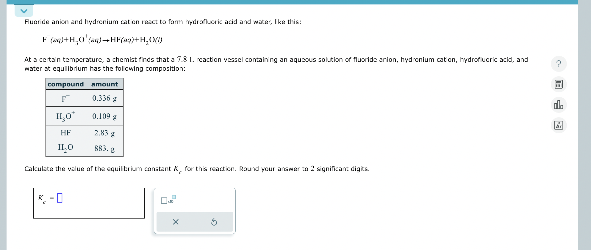 Solved Fluoride anion and hydronium cation react to form | Chegg.com
