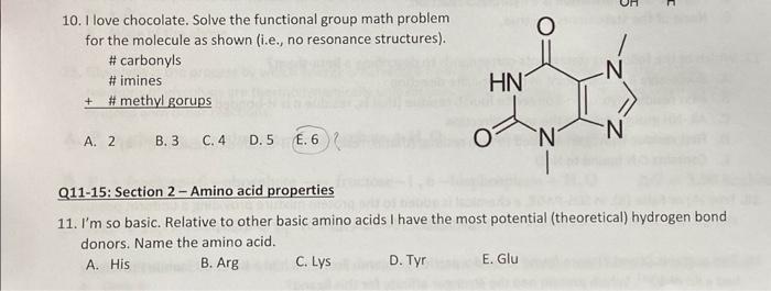 Solved 10. I love chocolate. Solve the functional group math | Chegg.com