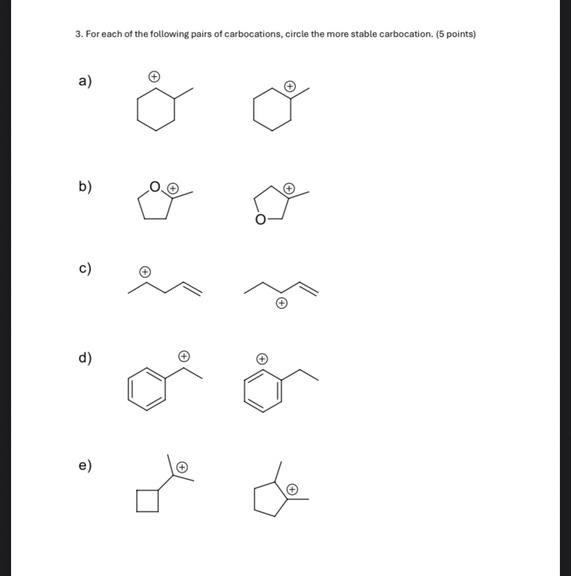 Solved For each of the following pairs of carbocations, | Chegg.com