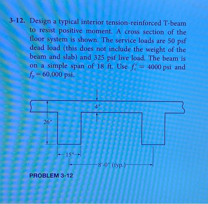 Solved 12. Design a typical interior tension-reinforced | Chegg.com