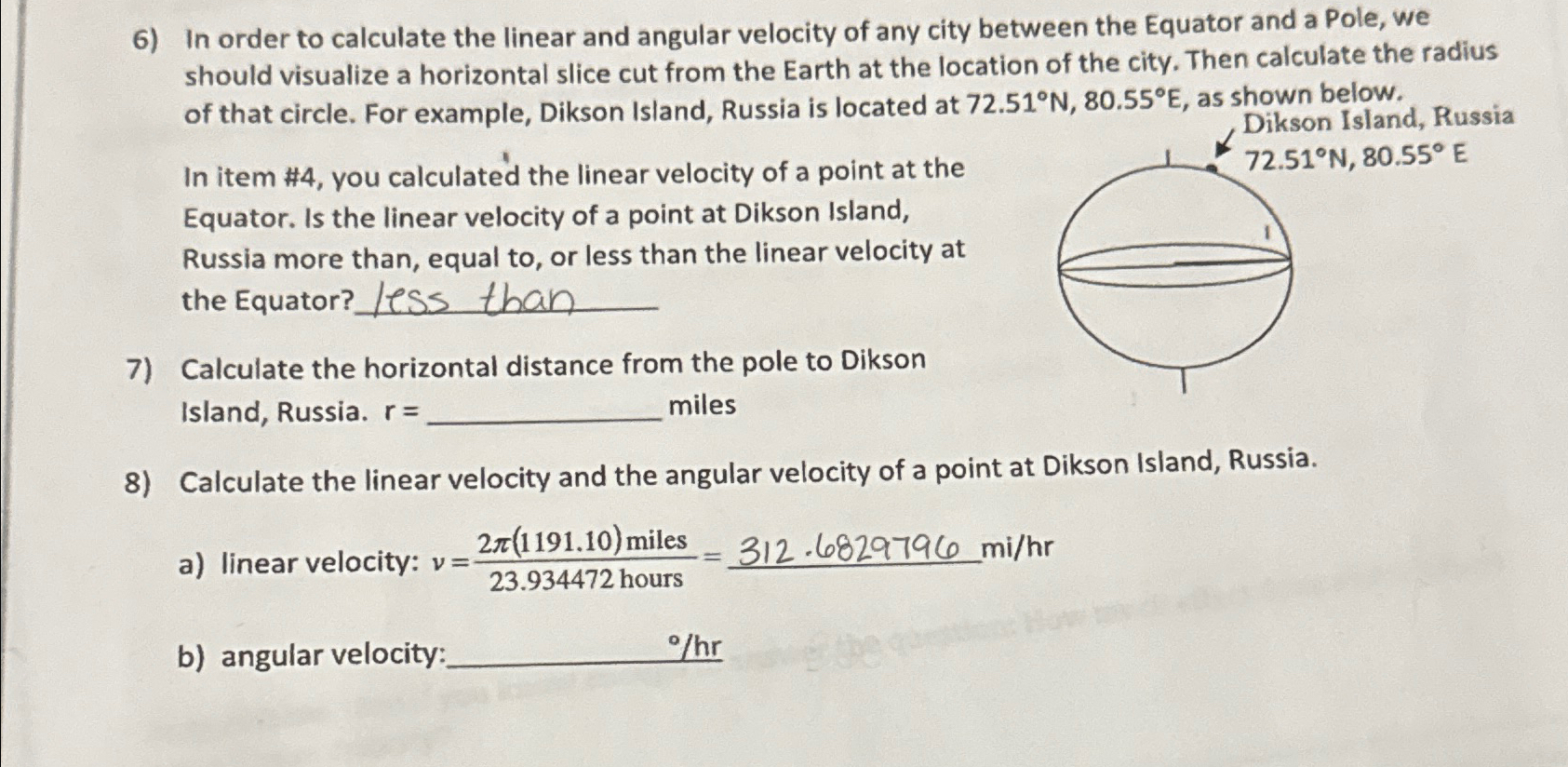 In order to calculate the linear and angular velocity | Chegg.com