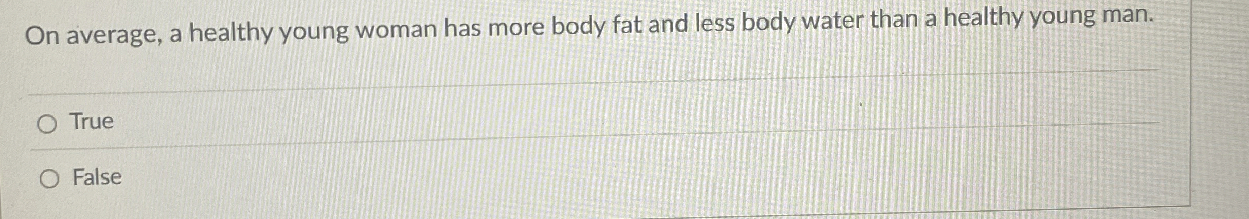 Solved On average, a healthy young woman has more body fat | Chegg.com