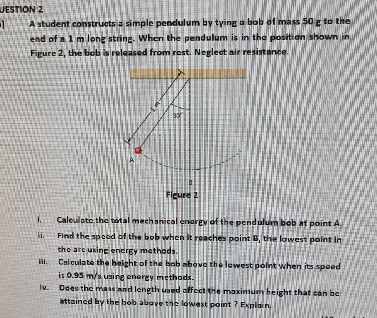 Solved A student constructs a simple pendulum by tying a bob | Chegg.com