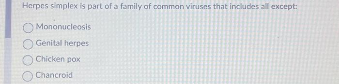 Solved Herpes simplex is part of a family of common viruses | Chegg.com