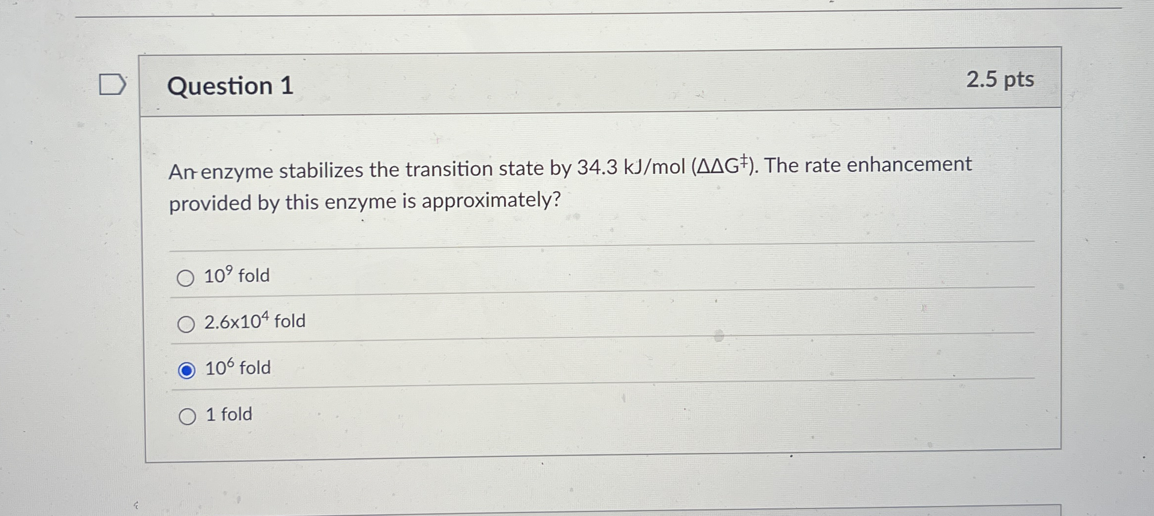 Solved Question 12.5 ﻿ptsAn-enzyme stabilizes the transition | Chegg.com