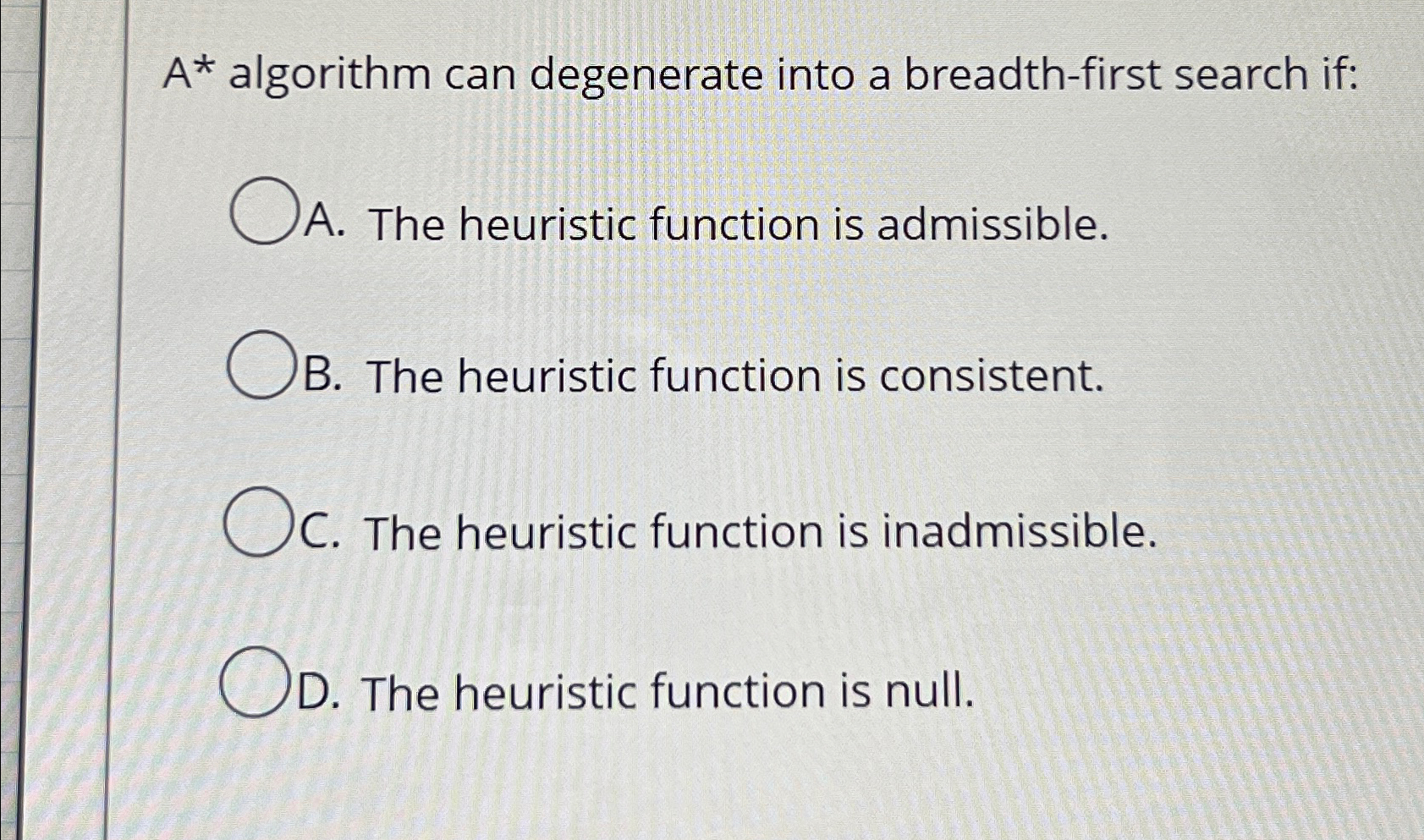 Solved A** ﻿algorithm can degenerate into a breadth-first | Chegg.com