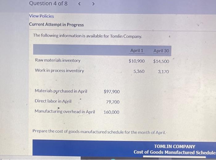 Solved The following information is available for Tomlin | Chegg.com