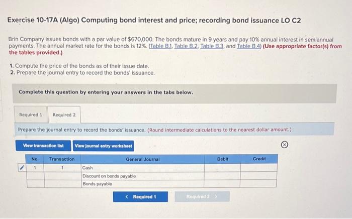 Solved Exercise 10-17A (Algo) Computing bond interest and | Chegg.com