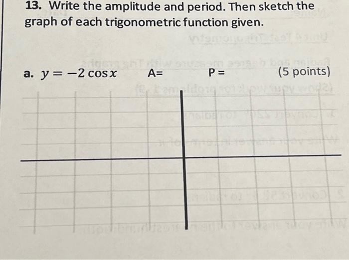 Solved 13 Write The Amplitude And Period Then Sketch The