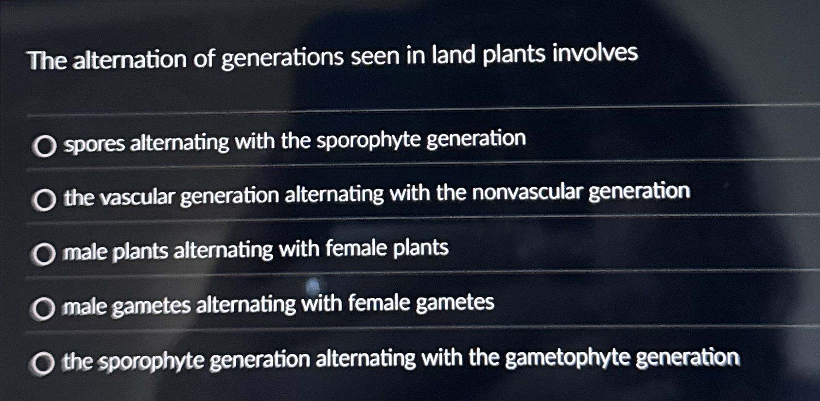 Solved The alternation of generations seen in land plants | Chegg.com