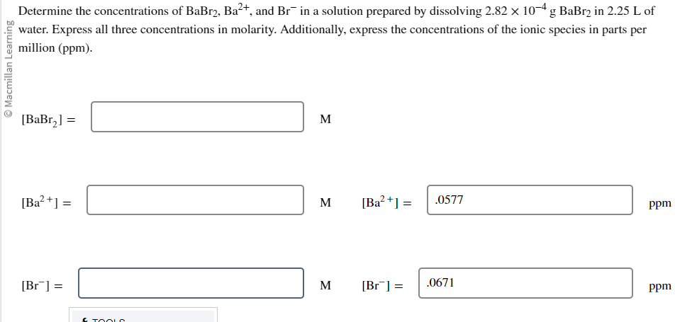 Determine the concentrations of BaBr2,Ba2+, ﻿and | Chegg.com