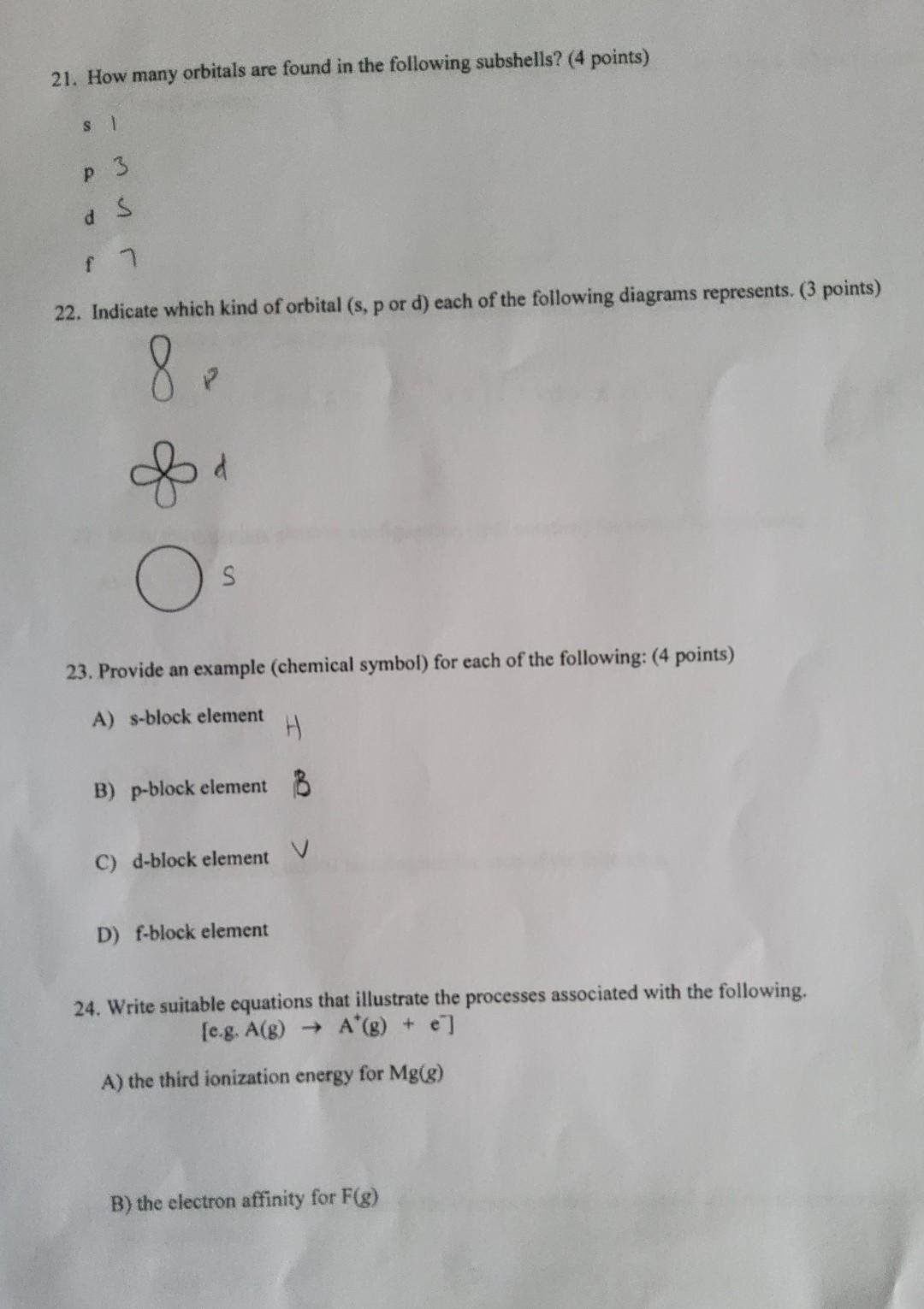 Solved 21. How many orbitals are found in the following | Chegg.com