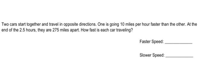 Solved Two cars start together and travel in opposite | Chegg.com