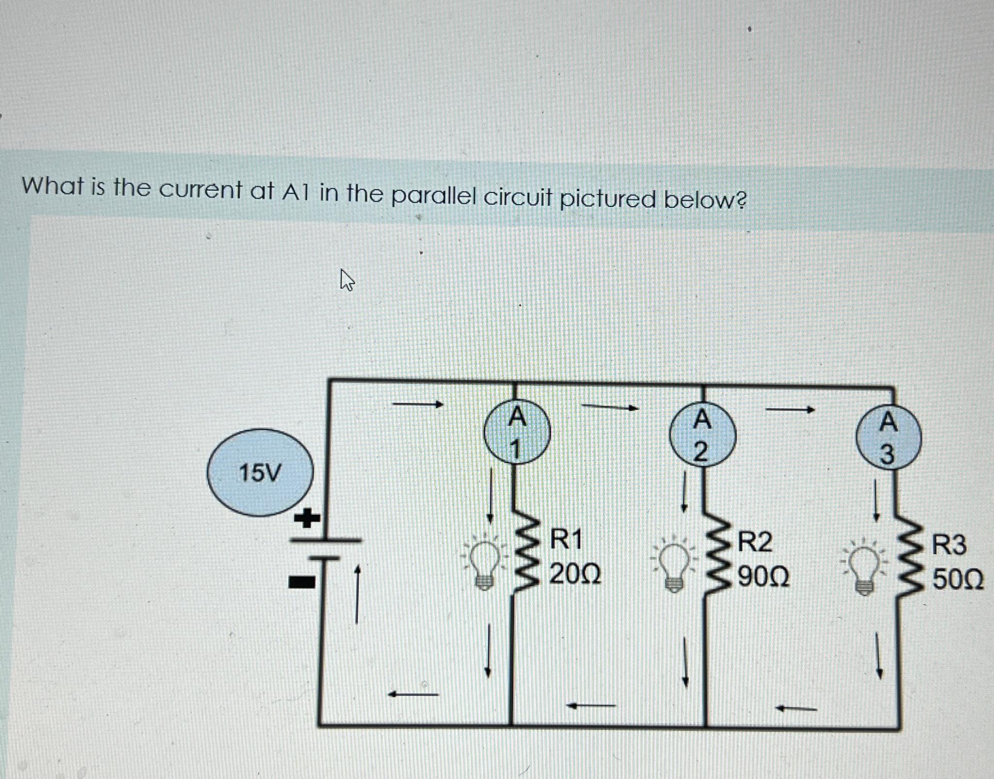 Solved What is the current at Al ﻿in the parallel circuit | Chegg.com