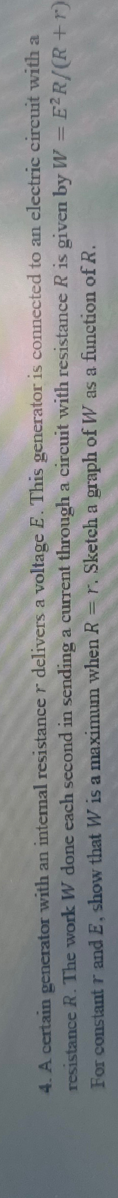 Solved A certain generator with an internal resistance r | Chegg.com