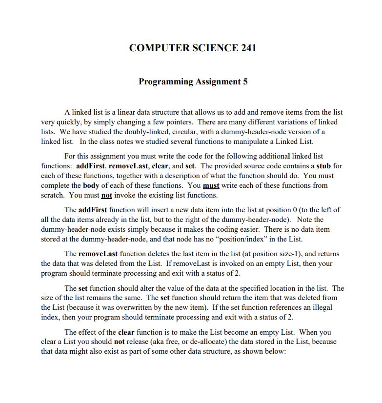 Solved A linked list is a linear data structure that allows | Chegg.com