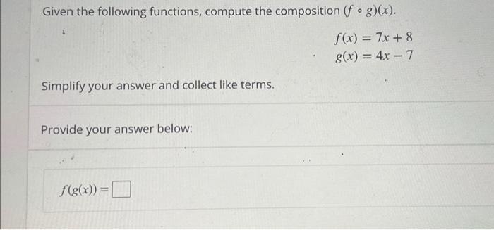 Solved Given the following functions, compute the | Chegg.com