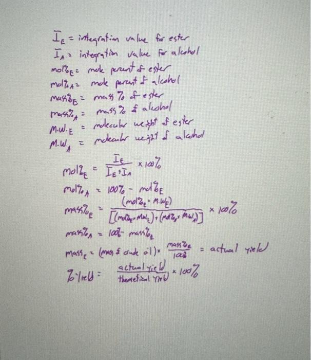 find the mole percent of the ester and alcohol, find | Chegg.com