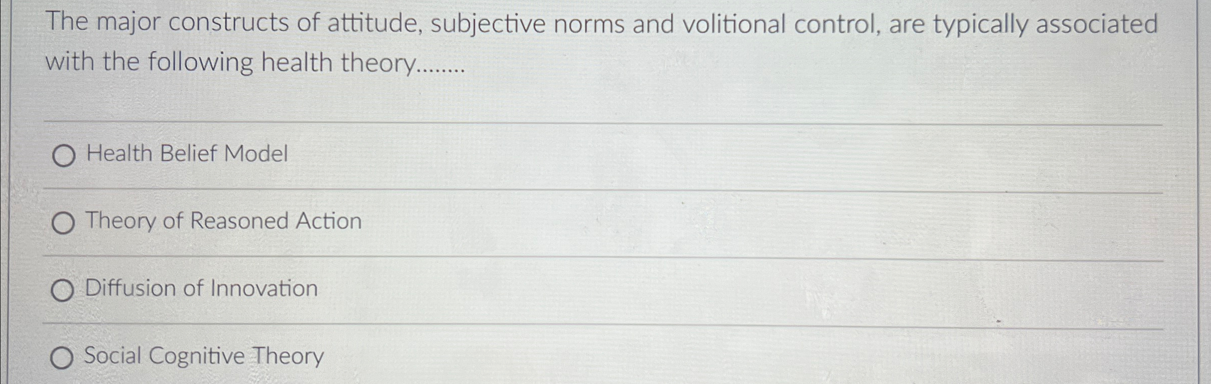 Solved The major constructs of attitude, subjective norms | Chegg.com