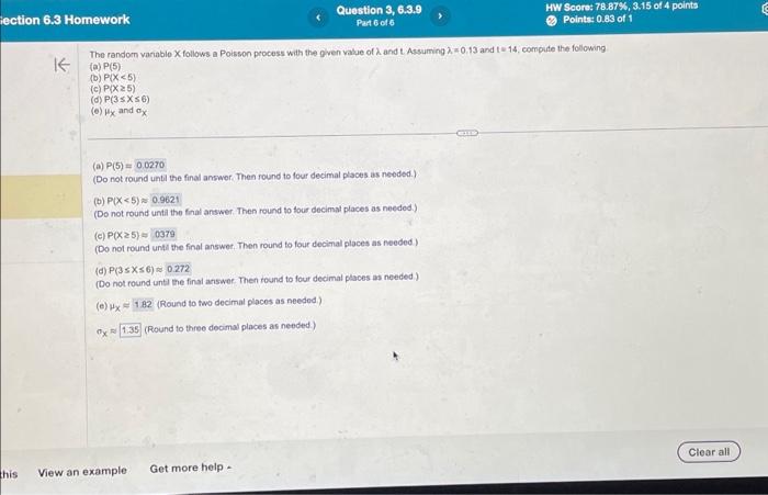 Solved Section 6.3 Homework this Question 3, 6.3.9 Part 6 of | Chegg.com