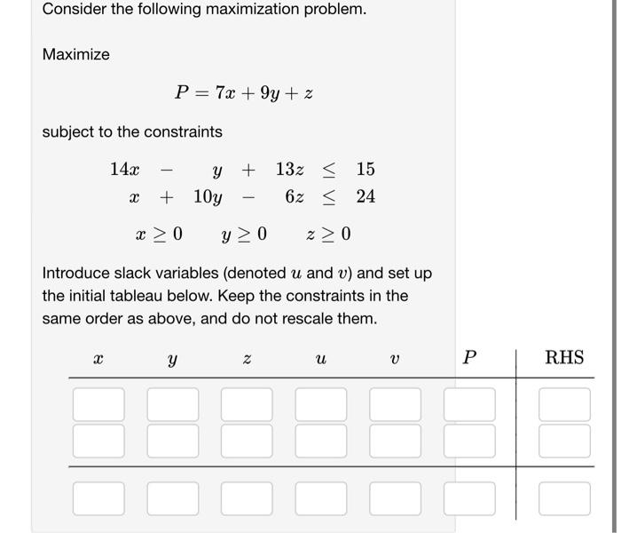 Solved Consider the following maximization problem. Maximize | Chegg.com