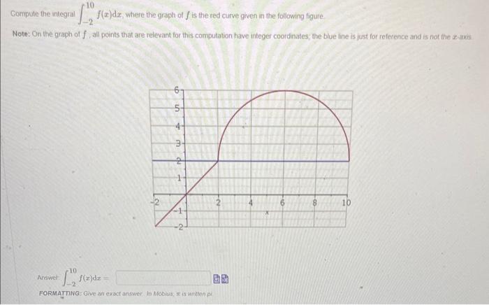 Solved Compute the integral ∫−210f(x)dx, where the graph of | Chegg.com