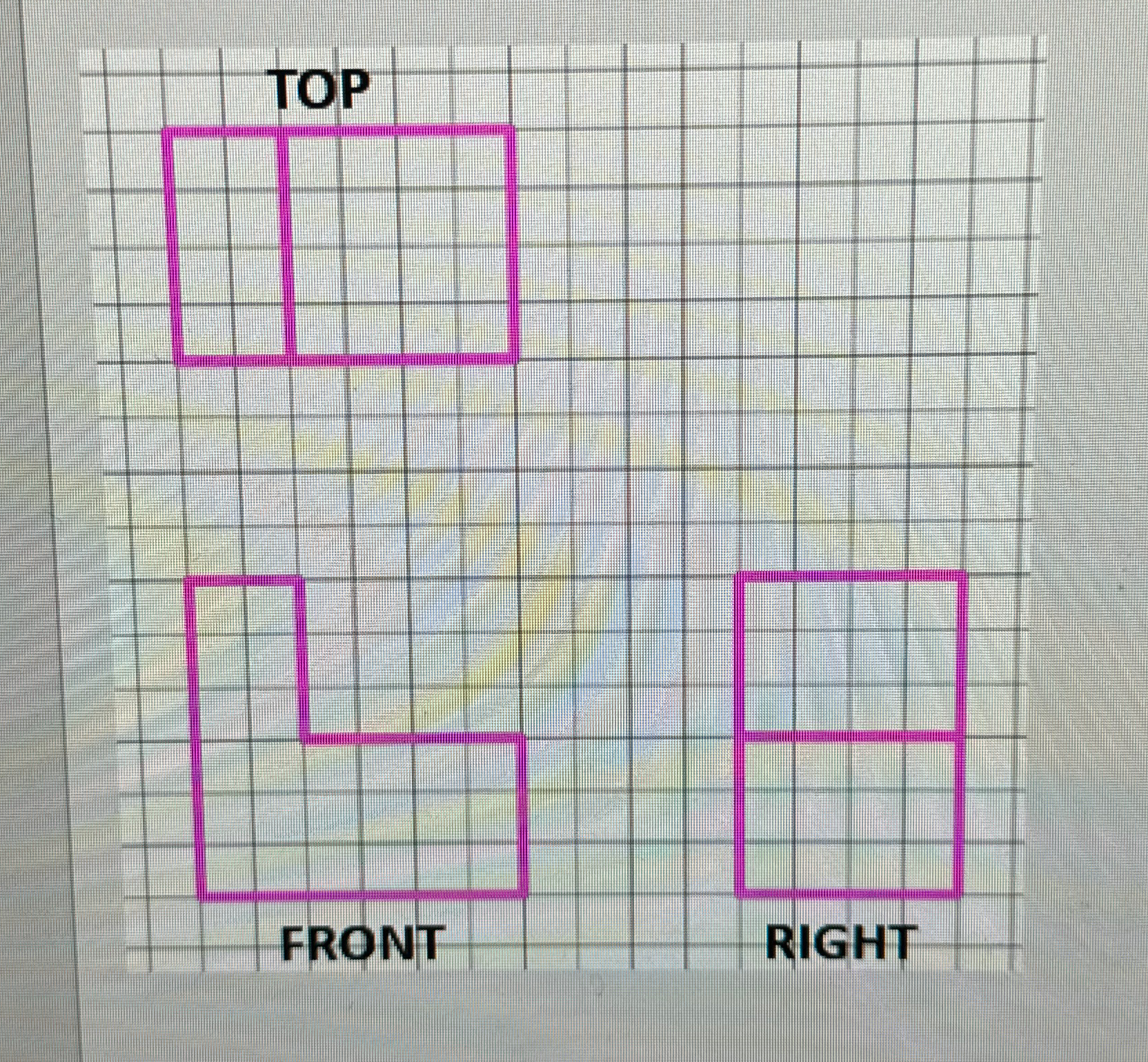 Solved Given the top, front, and right view, draw the | Chegg.com