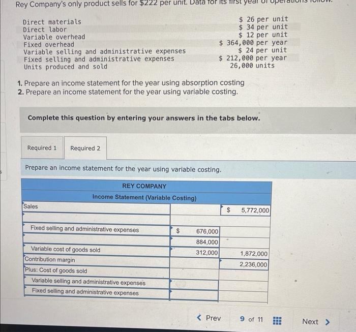 Solved 1. Prepare an income statement for the year using | Chegg.com