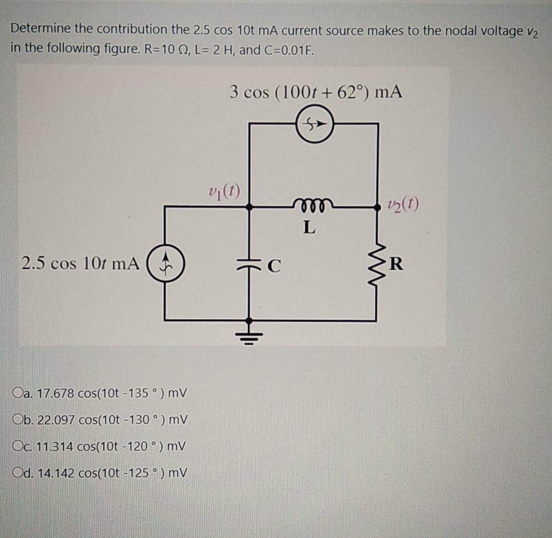 Solved Determine the contribution the 2.5 cos 100 mA current | Chegg.com