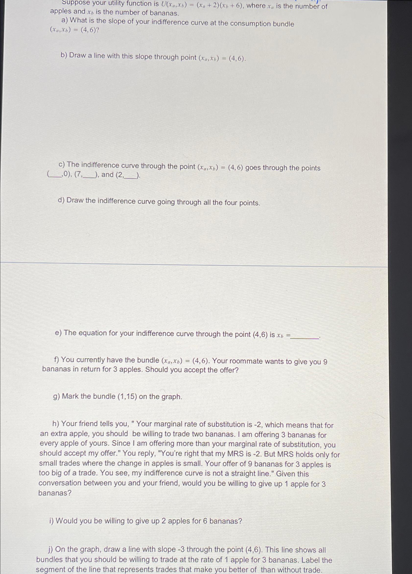 Solved Suppose Your Utility Function Is