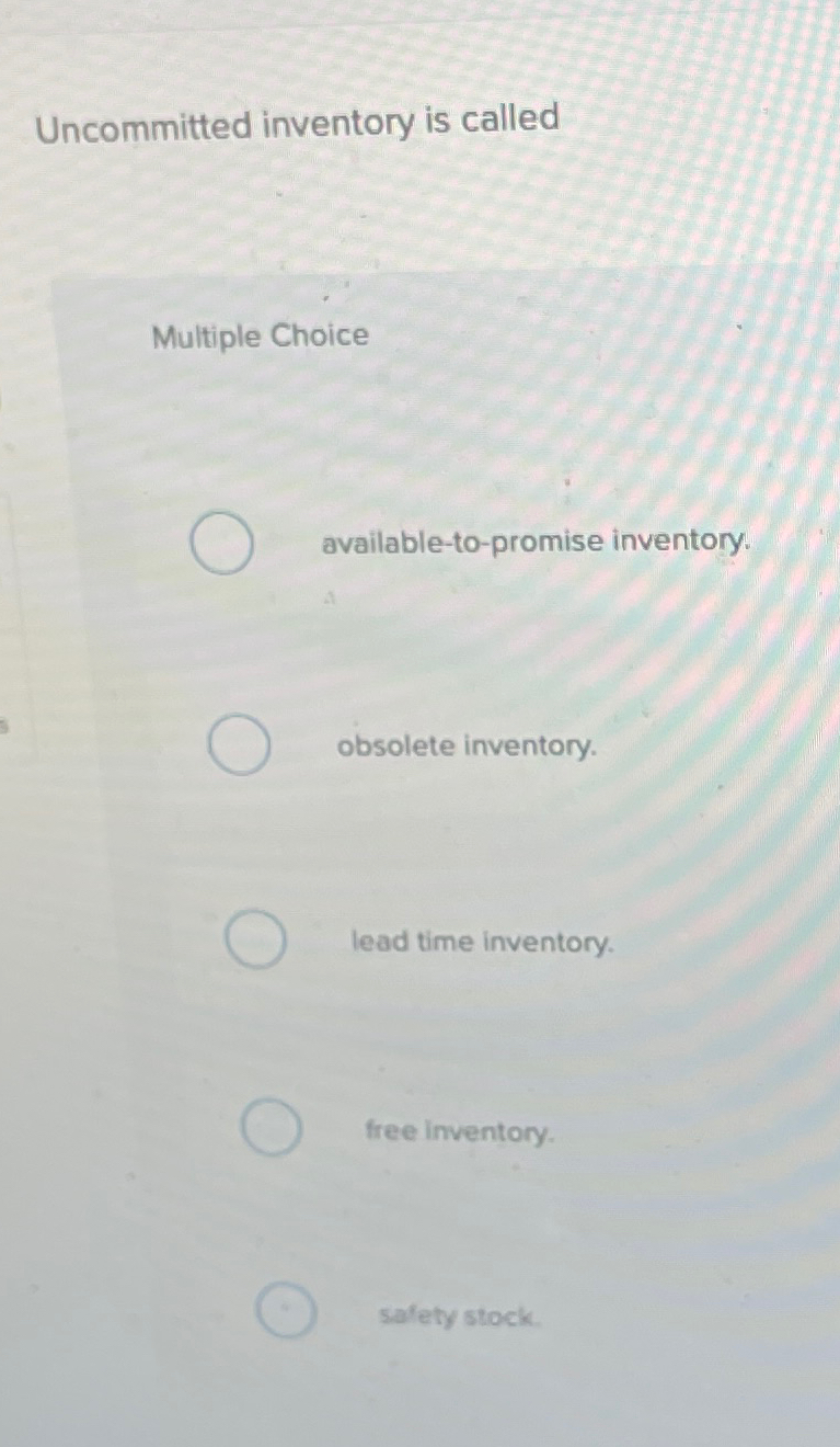 Solved Uncommitted inventory is calledMultiple Choice | Chegg.com