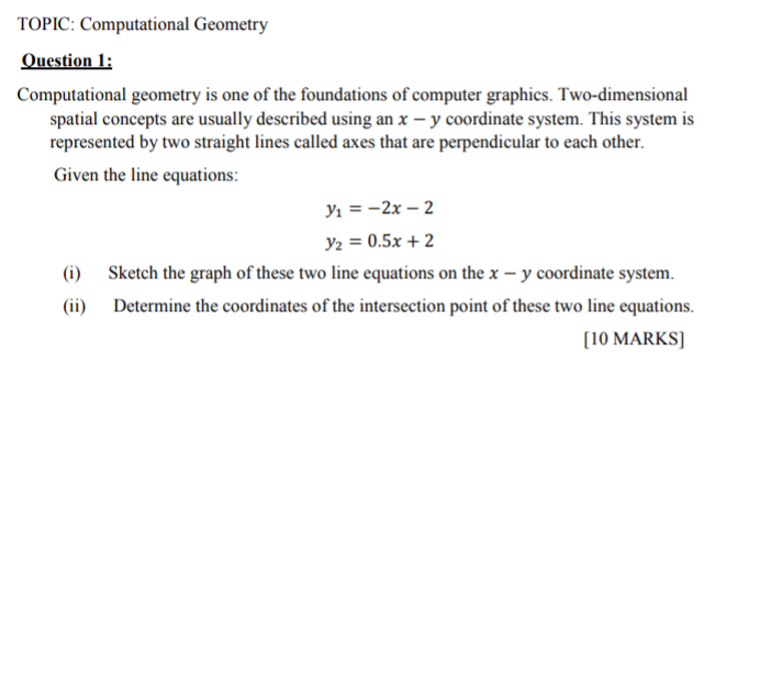 Solved TOPIC: Computational Geometry Question 1: | Chegg.com