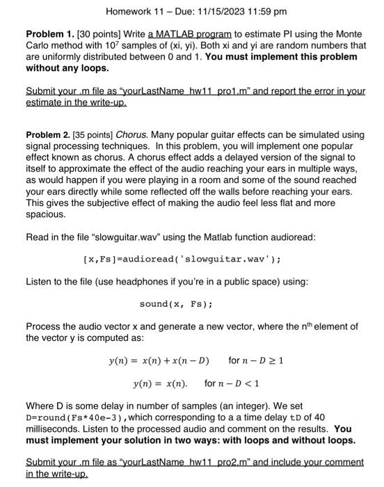 Solved Problem 1. [ 30 points] Write a MATLAB program to | Chegg.com