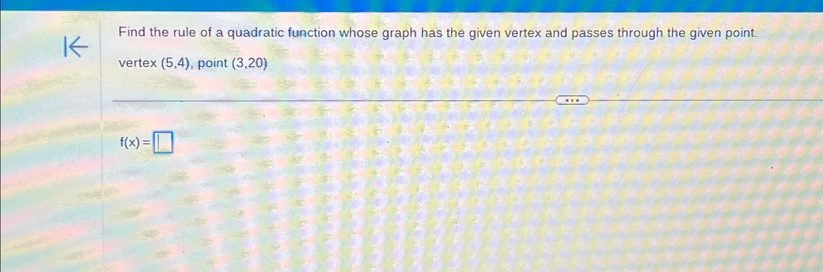 Solved Find the rule of a quadratic function whose graph has | Chegg.com