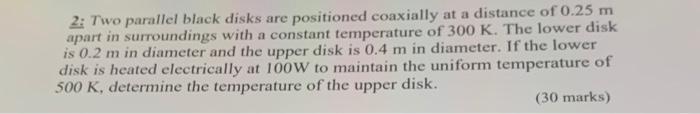 Solved 2: Two parallel black disks are positioned coaxially | Chegg.com